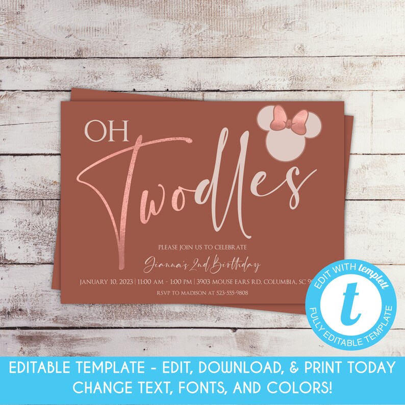 EDITABLE Modern Boho Minnie Mouse Party Welcome Sign 24x36 - Etsy