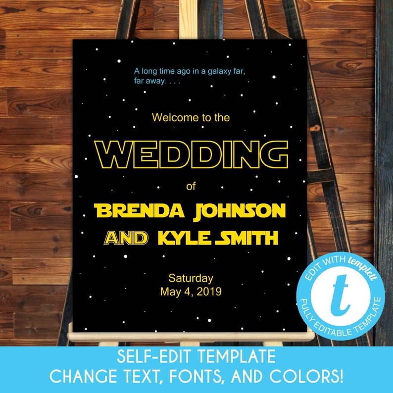 EDITABLE Star Wars Wedding Welcome Sign 16x20 Galactic | Etsy