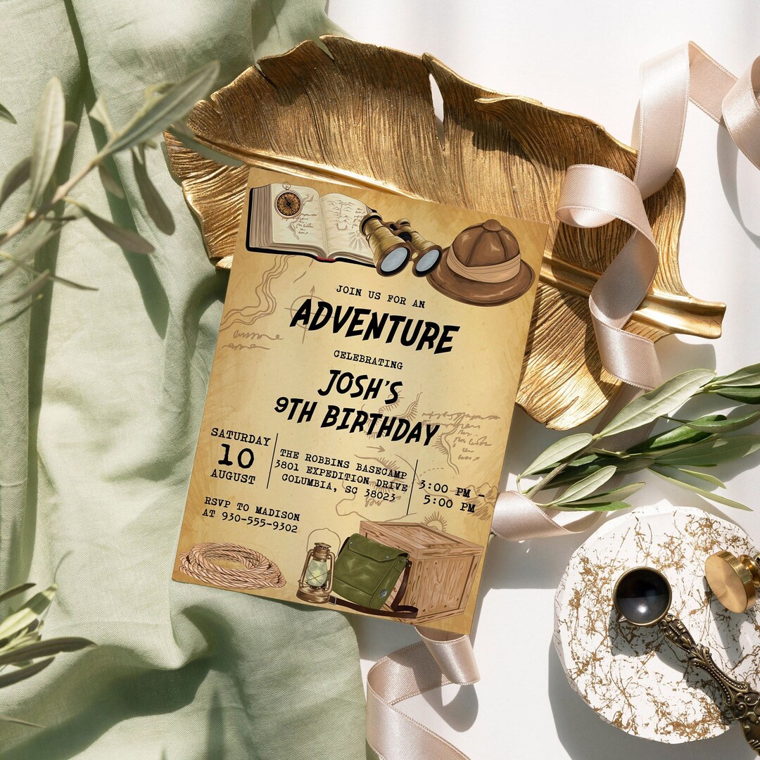 Editable Explorer Adventure Birthday Invitation Nature Park Outdoor ...