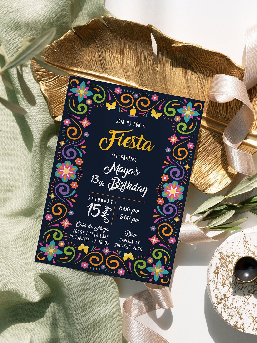 Editable Fiesta Invitation Fiesta Birthday Invitation Tropical Birthday ...