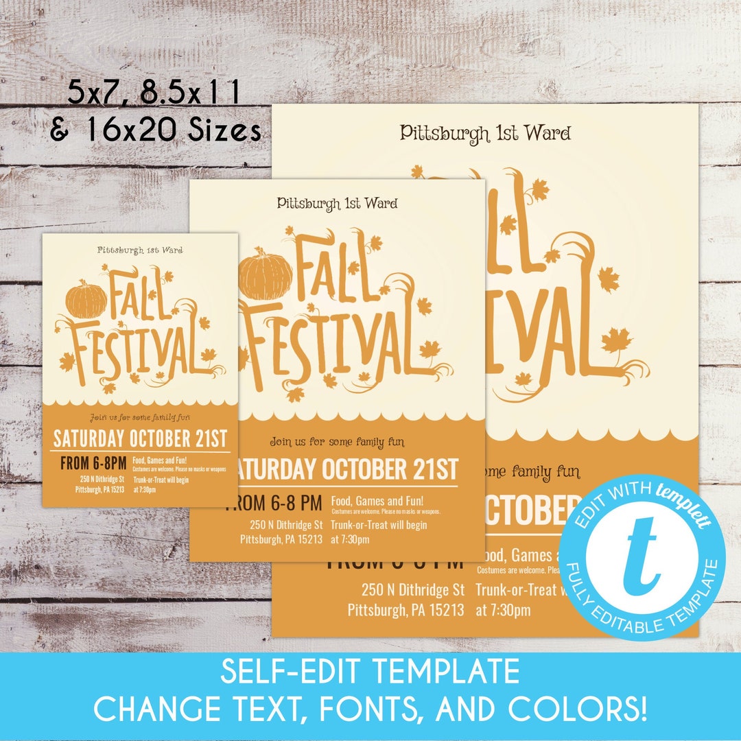 EDITABLE Fall Festival Invitation Set Halloween Party Invitation Fall ...