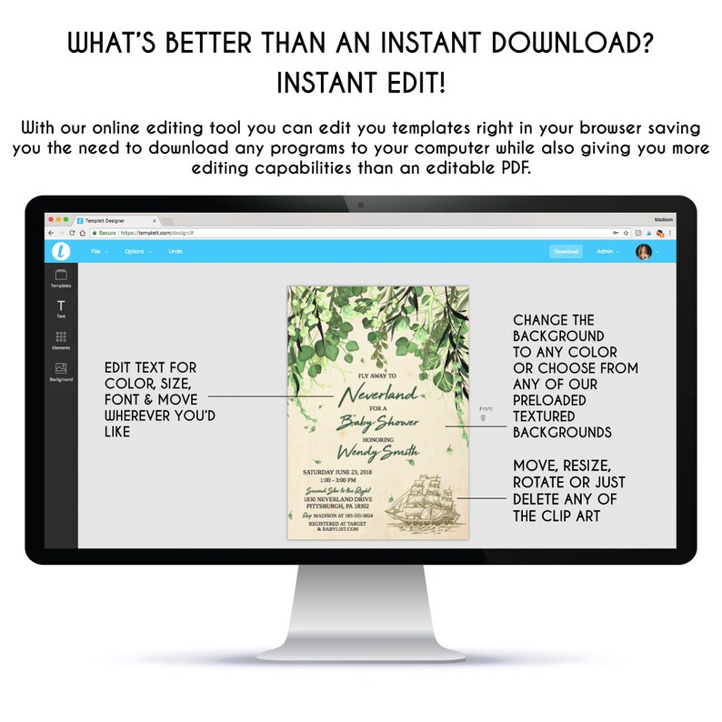 Peter Pan Baby Shower Bingo Cards (editable Template) - Etsy