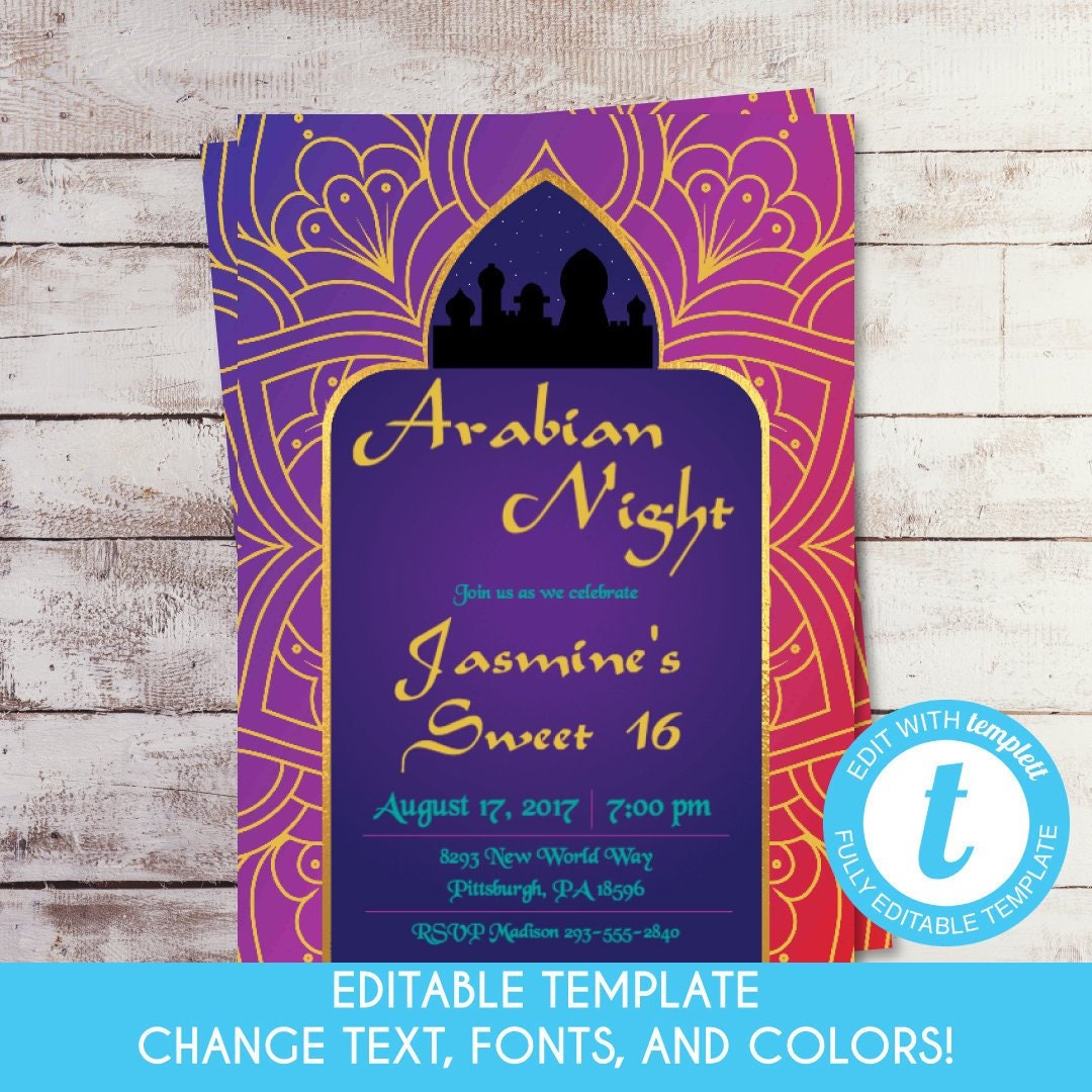 Arabian Nights Invitation Wording