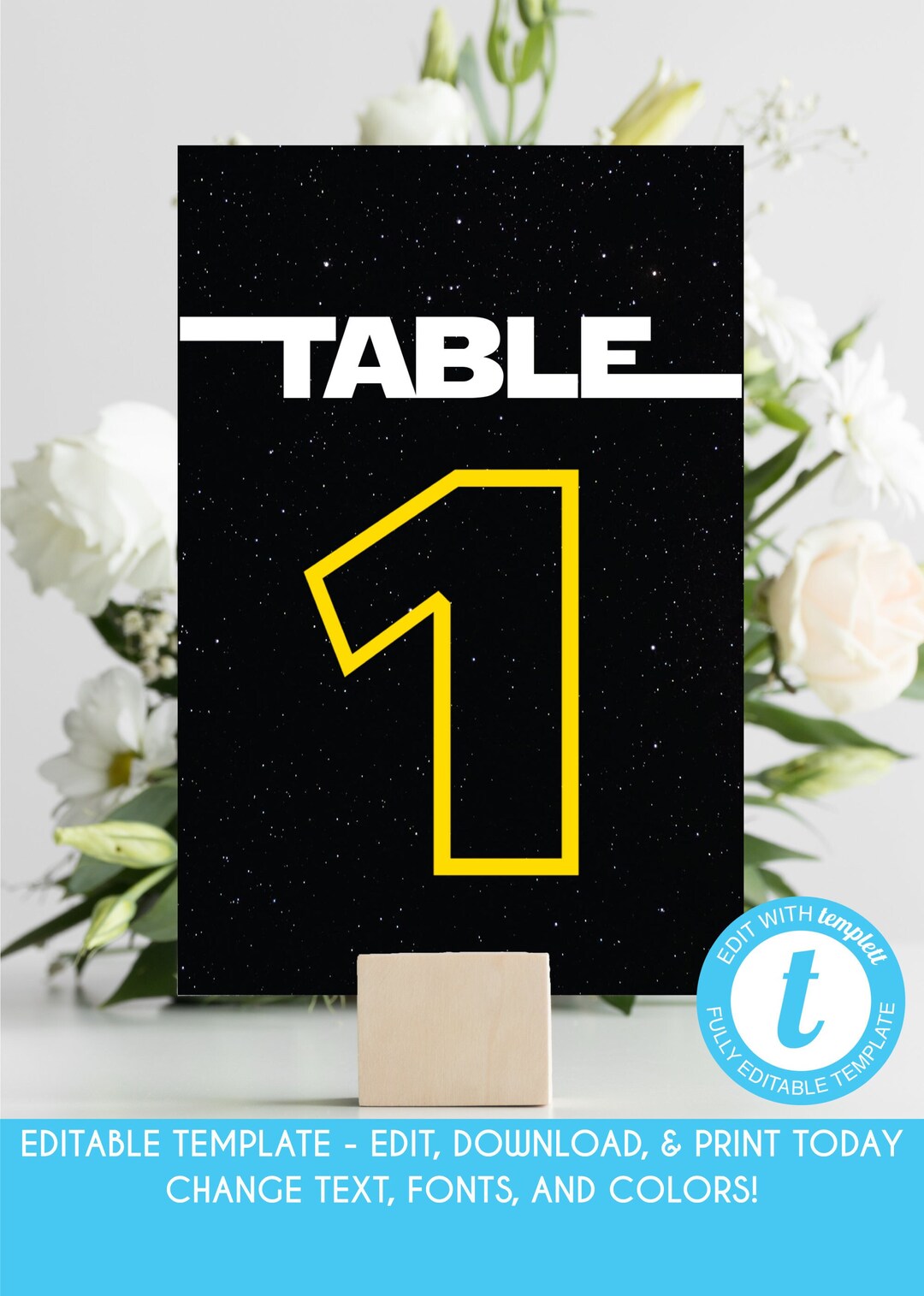 Editable Star Wars Wedding Table Number Cards Star Wars Table Numbers ...