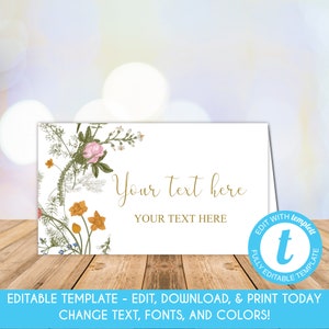 EDITABLE Boho Wildflower Party Favor Tag Bridal Shower Thank You Tag ...