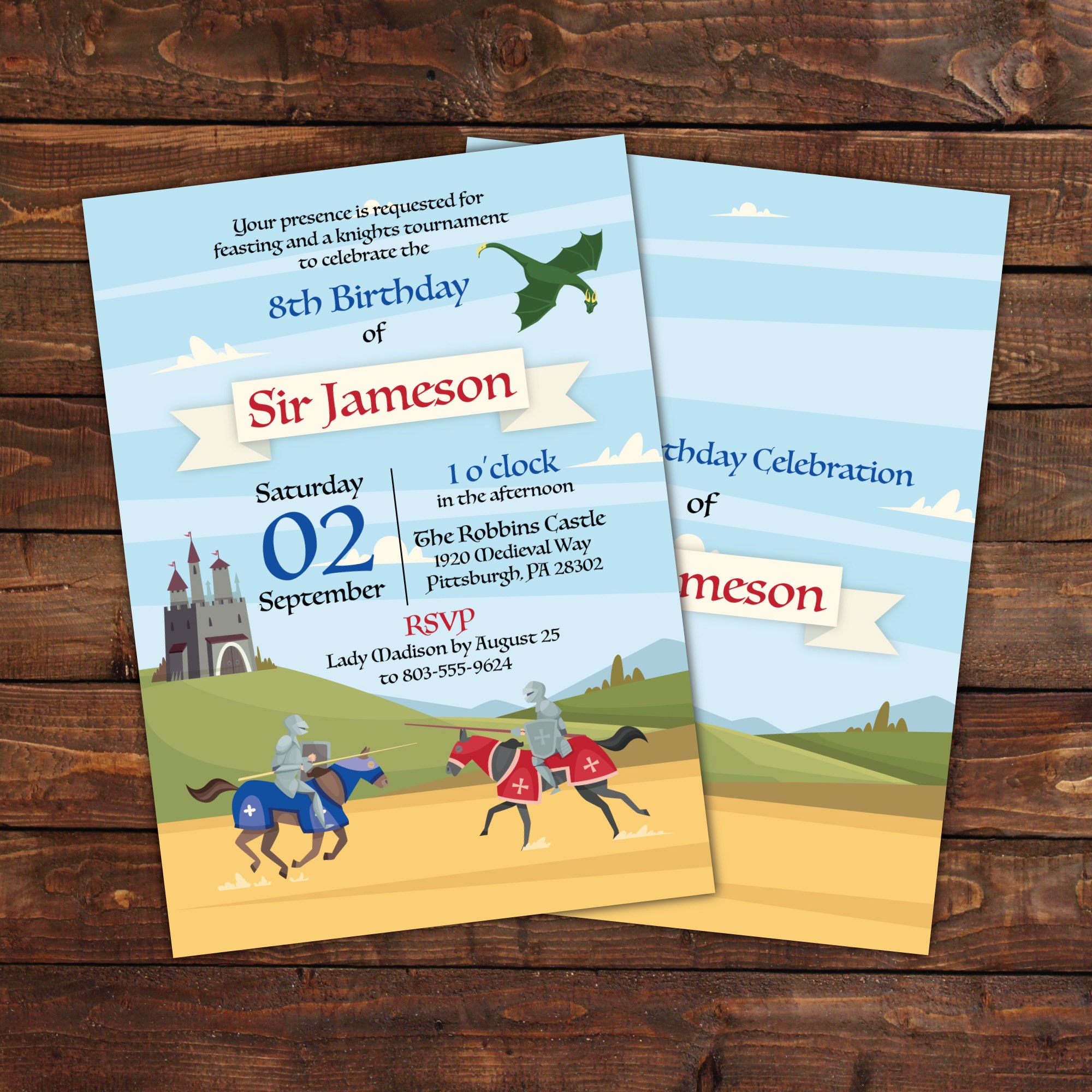 EDITABLE Medieval Birthday Invitation Knights Jousting | Etsy