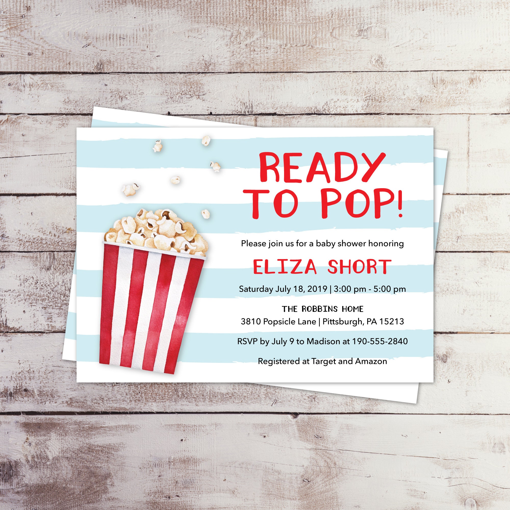 EDITABLE Ready to Pop Baby Shower Invitation Popcorn | Etsy