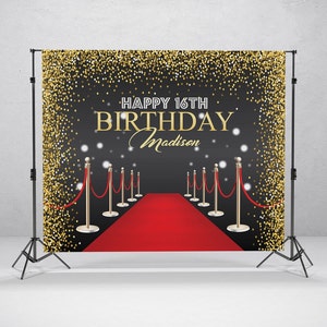 Custom Hollywood Birthday Backdrop Hollywood Banner VIP Pass Red Carpet ...