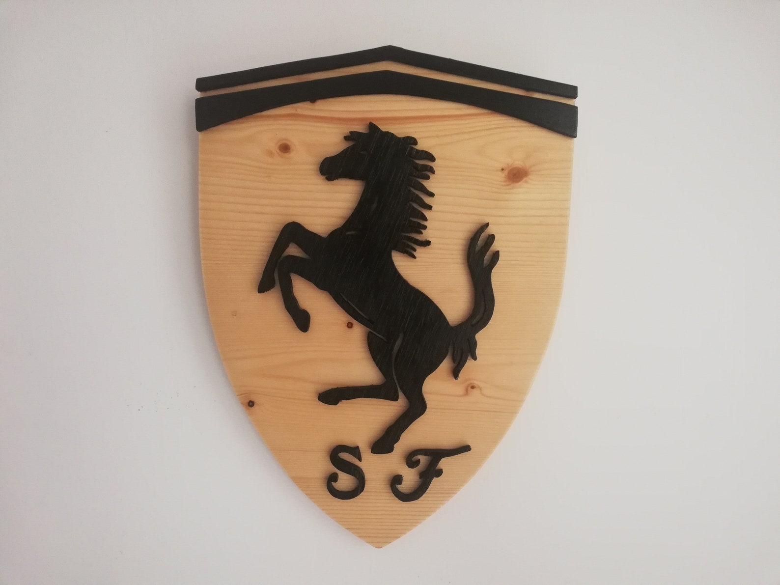 Wooden Handmade Black/wood Ferrari Logo Wall Art Wall Sign - Etsy