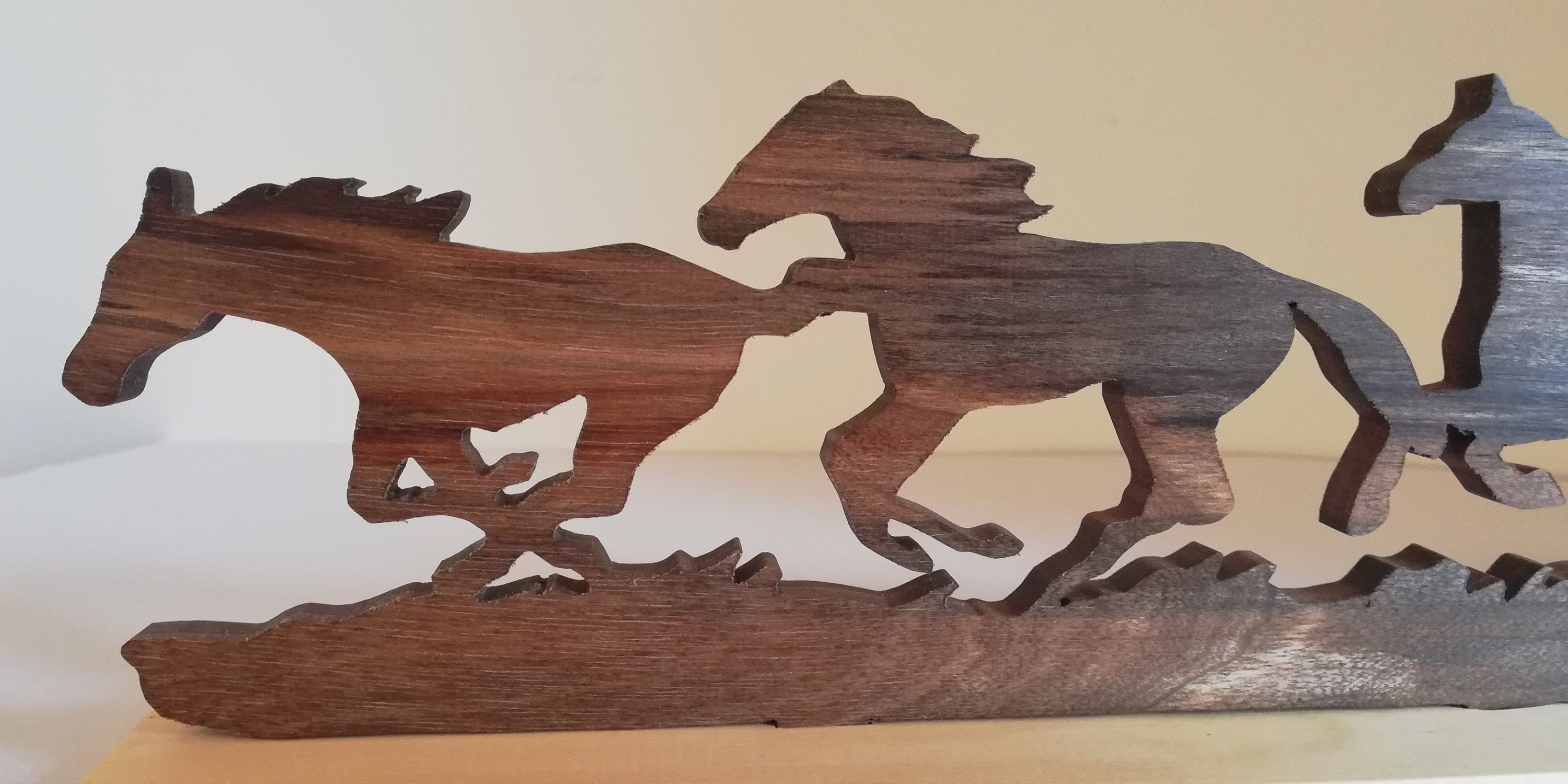 Running Horses Simple Handmade Sculpture Decor Wood Art a - Etsy