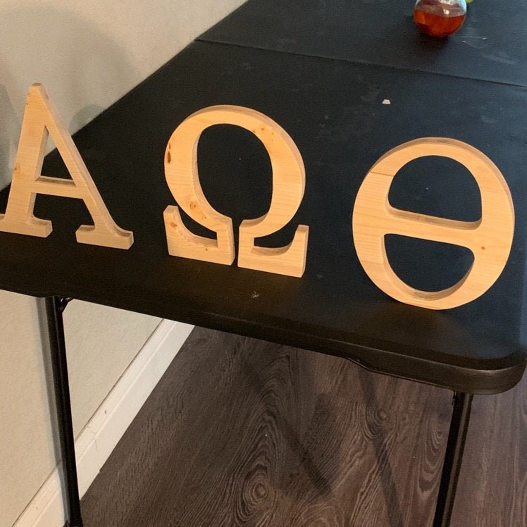 Freestanding Wooden Greek Letters, Woodyfact Handmade Wooden Letters ...