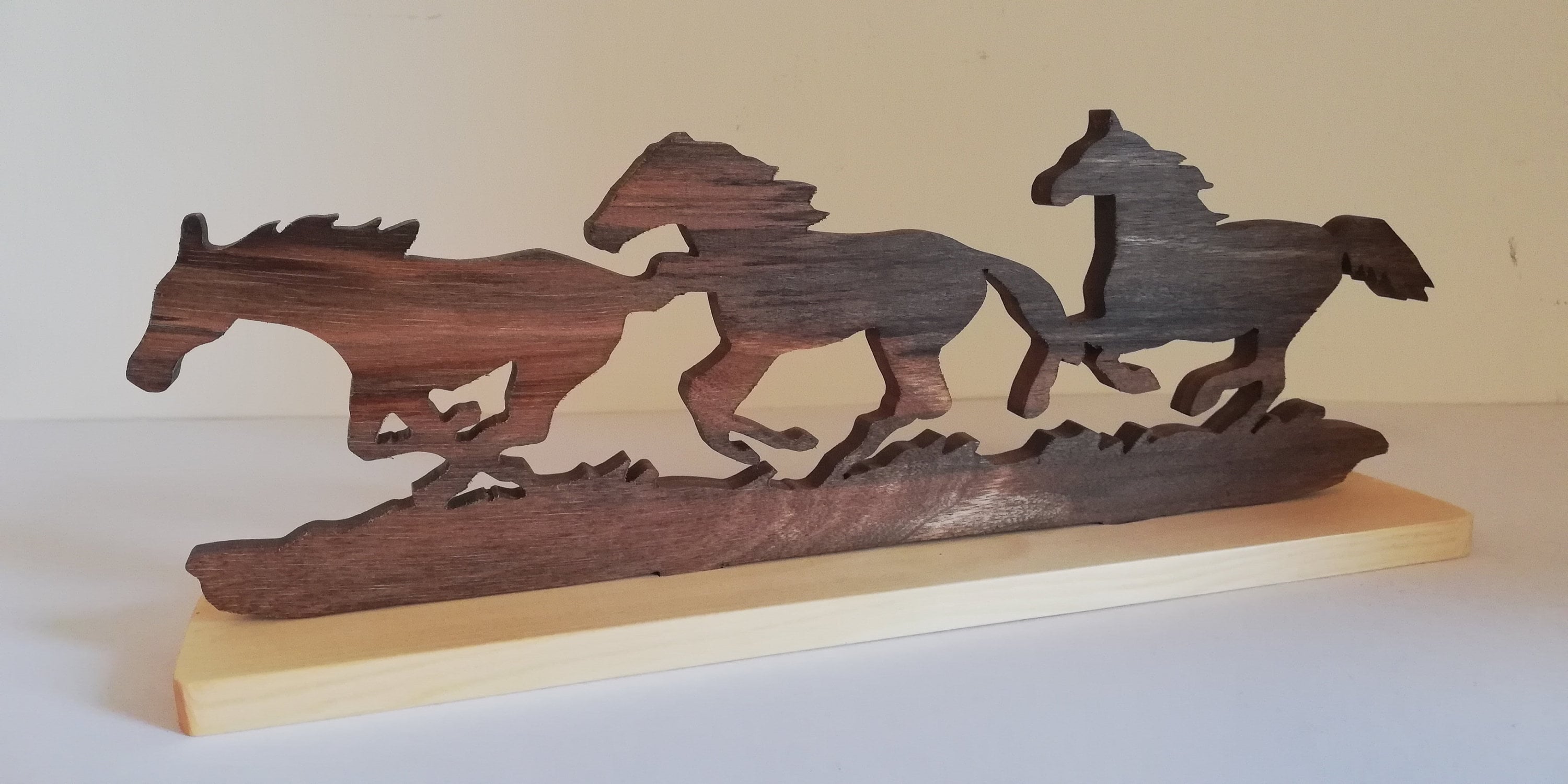 Running Horses Simple Handmade Sculpture Decor Wood Art a - Etsy