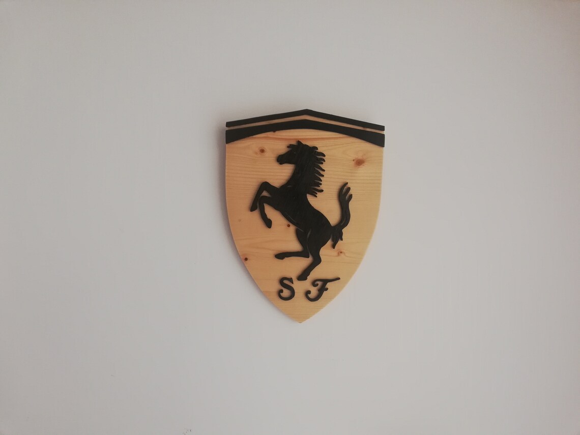 Wooden Handmade Black/wood Ferrari Logo Wall Art Wall Sign - Etsy