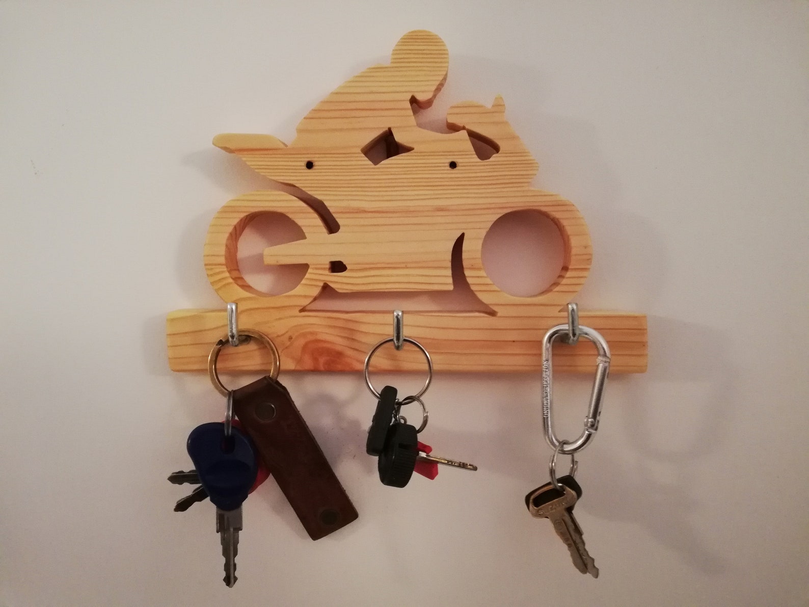 Handmade Wooden Wall Mount Motorcycle Key Holder Woodyfact | Etsy