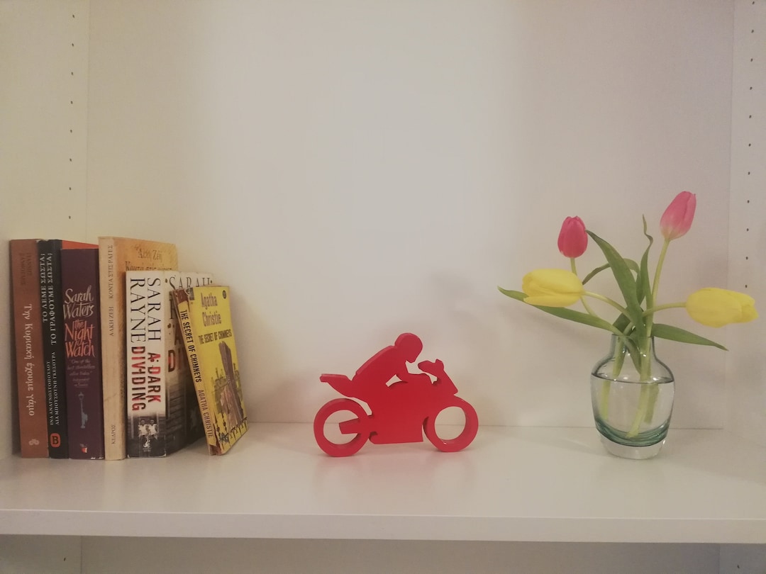 Wooden RED Motorcycle Biker Figure, Handmade Gift! Woodyfact Wooden ...