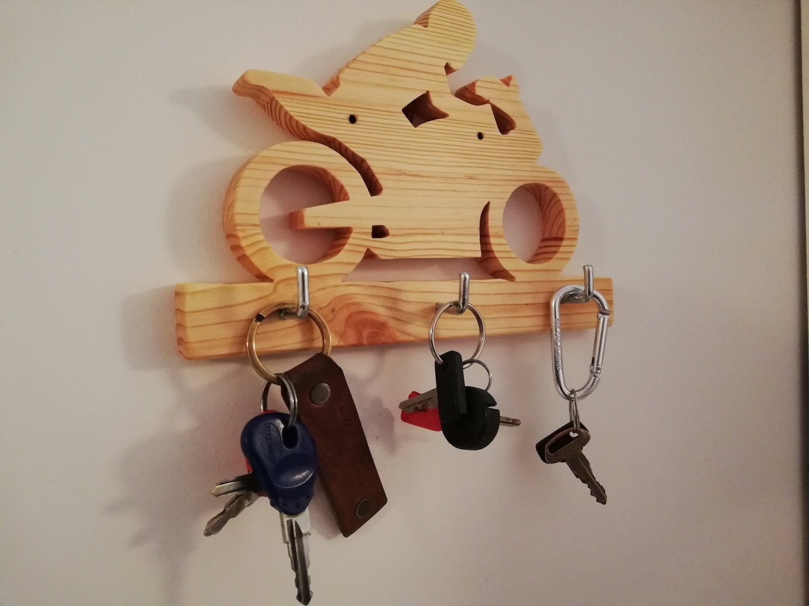 Handmade Wooden Wall Mount Motorcycle Key Holder Woodyfact | Etsy