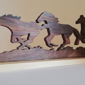Running Horses Simple Handmade Sculpture Decor Wood Art a - Etsy