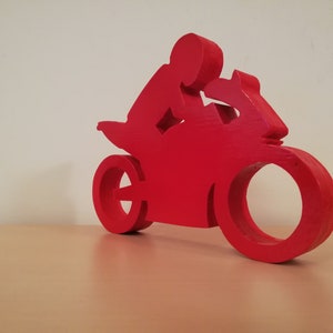 Wooden RED Motorcycle Biker Figure, Handmade Gift! Woodyfact Wooden ...