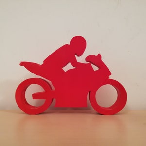 Wooden RED Motorcycle Biker Figure, Handmade Gift! Woodyfact Wooden ...