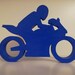 Wooden BLUE Motorcycle Rider Figure, Handmade Gift Woodyfact Wooden ...