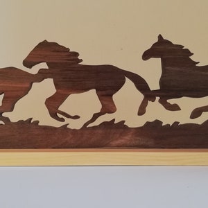 Running Horses Simple Handmade Sculpture Decor Wood Art a - Etsy