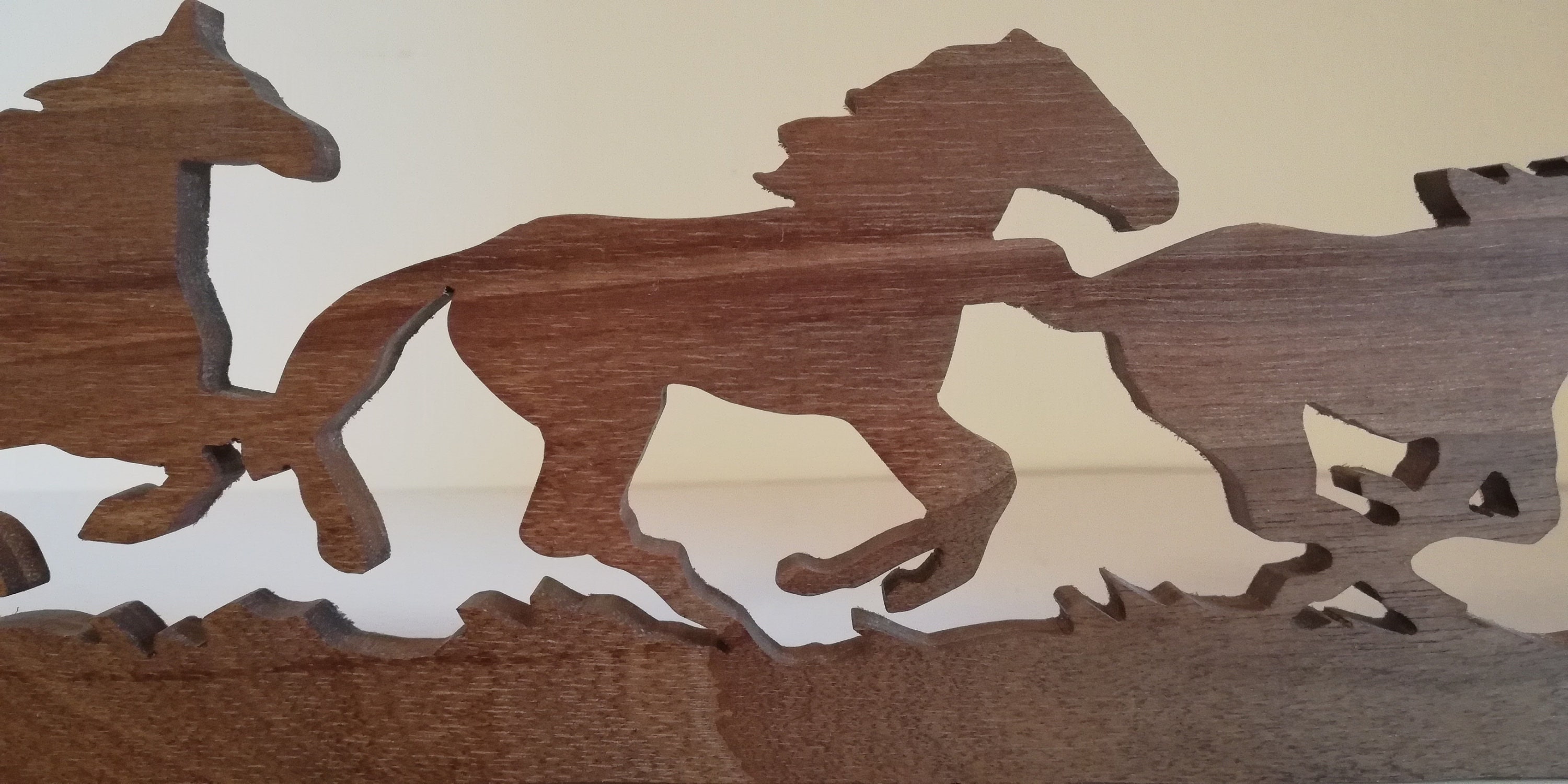 Running Horses Simple Handmade Sculpture Decor Wood Art a | Etsy