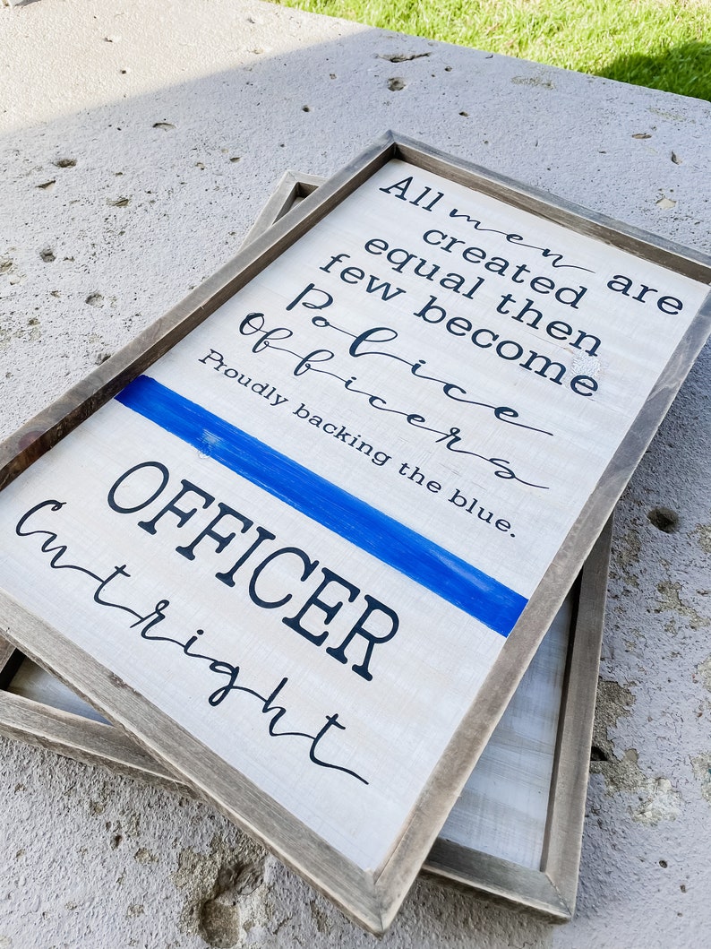Personalized Wooden Sign / Thin Blue Line / Proudly Backing - Etsy
