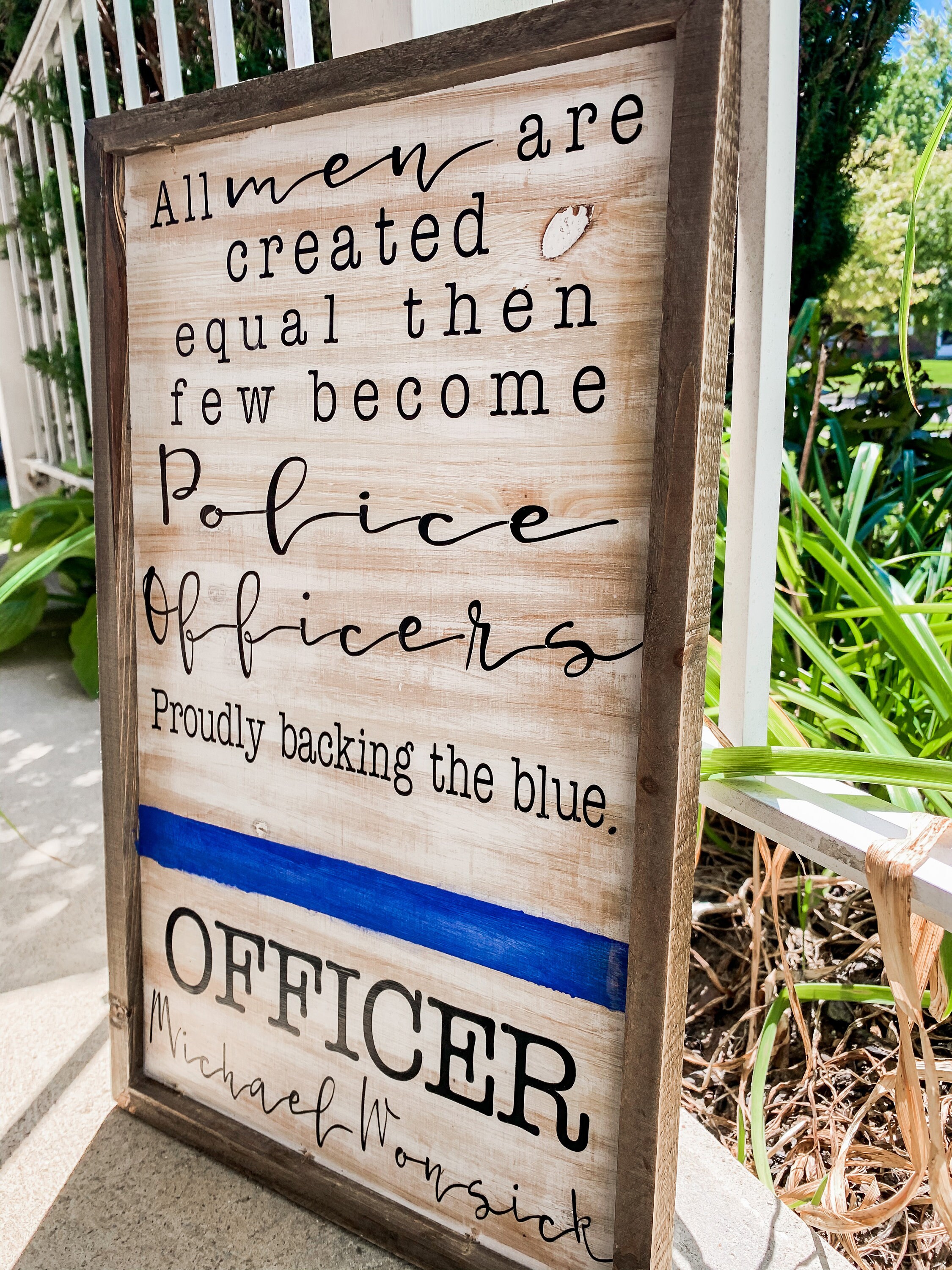 Personalized Wooden Sign / Thin Blue Line / Proudly Backing - Etsy
