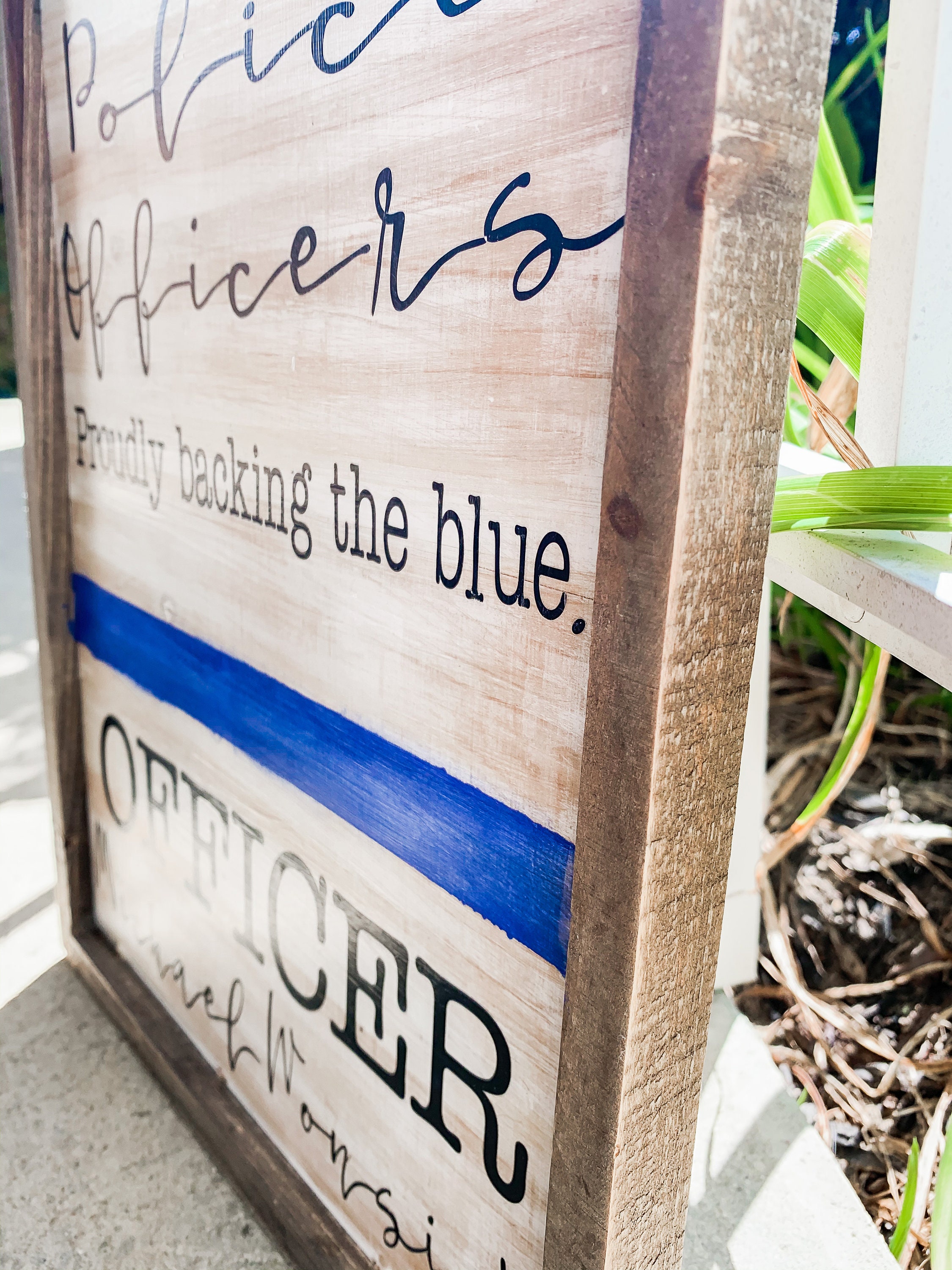 Personalized Wooden Sign / Thin Blue Line / Proudly Backing - Etsy