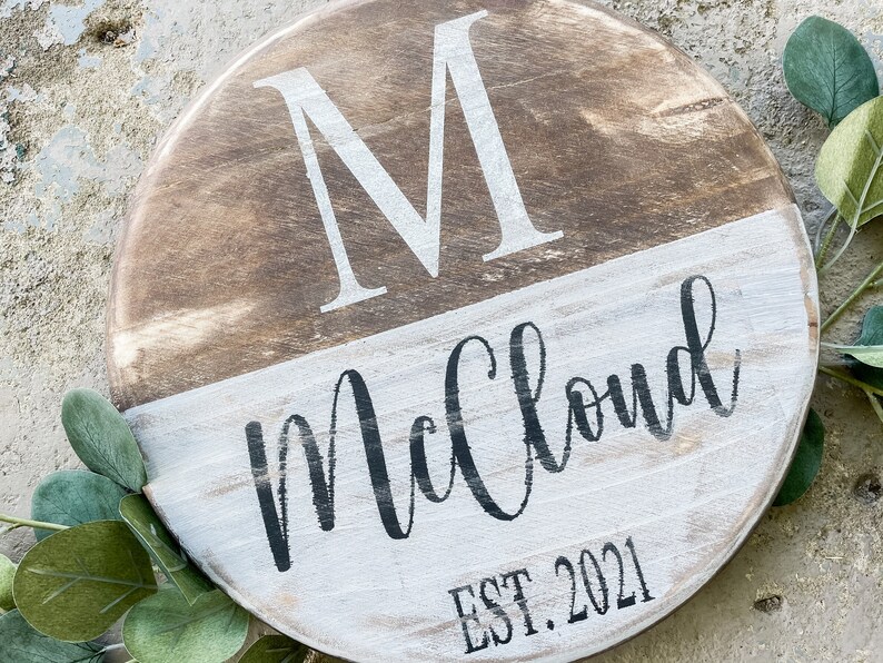 Circle Wooden Last Name Sign / Last Name Established Circle | Etsy
