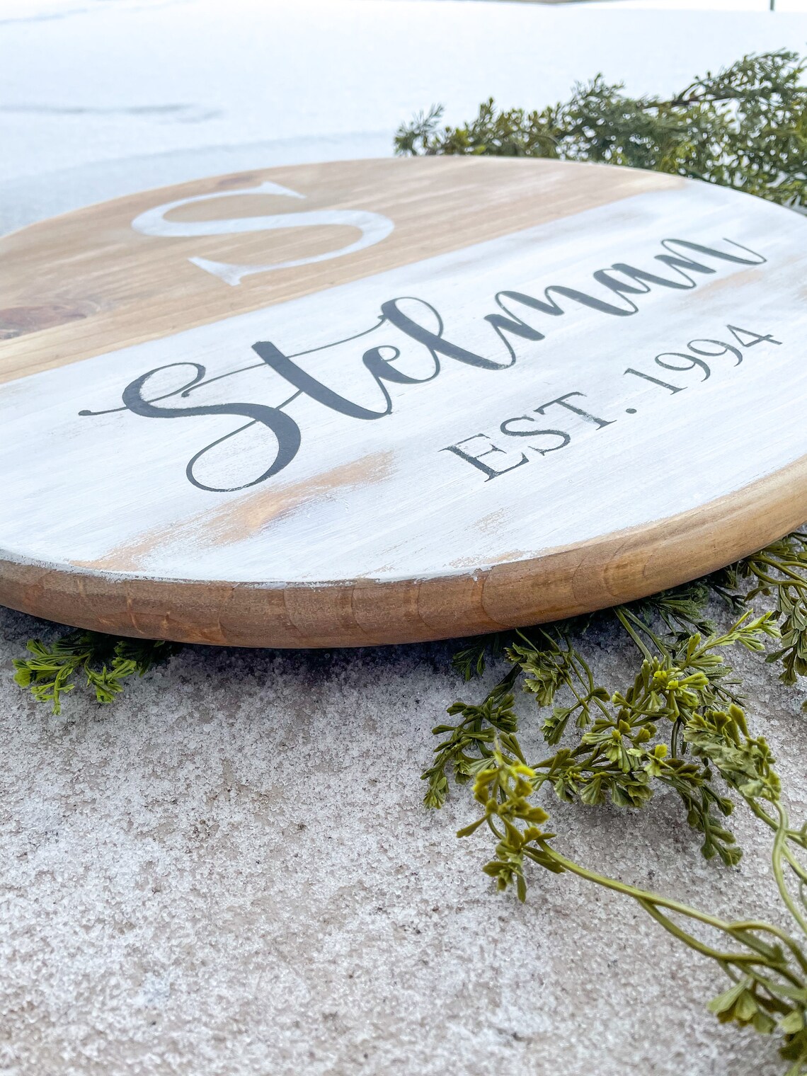 Circle Wooden Last Name Sign / Last Name Established Circle - Etsy