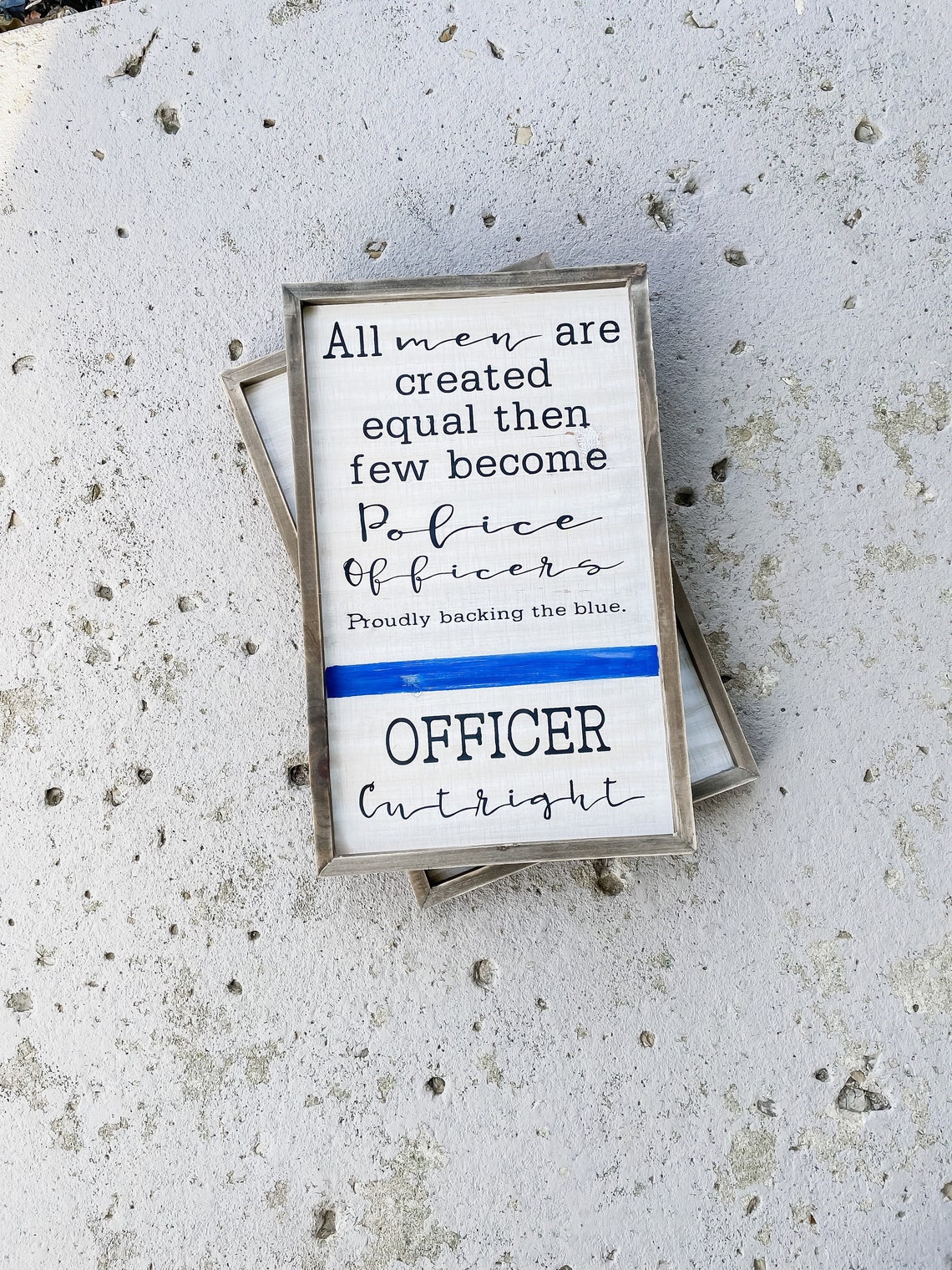 Personalized Wooden Sign / Thin Blue Line / Proudly Backing - Etsy