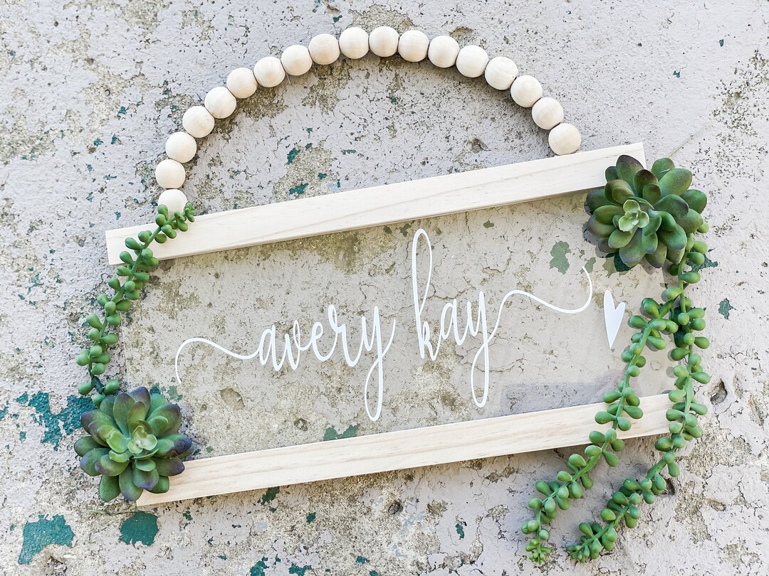 Beaded Acrylic Wooden Wall Personalized Name Sign / - Etsy