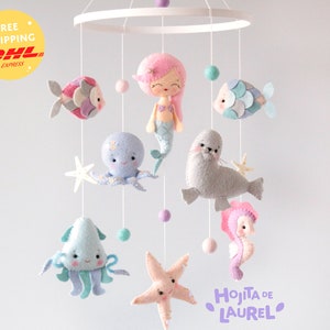 Mermaid Baby Mobile Ocean Crib Mobile Sea Creatures Cot - Etsy