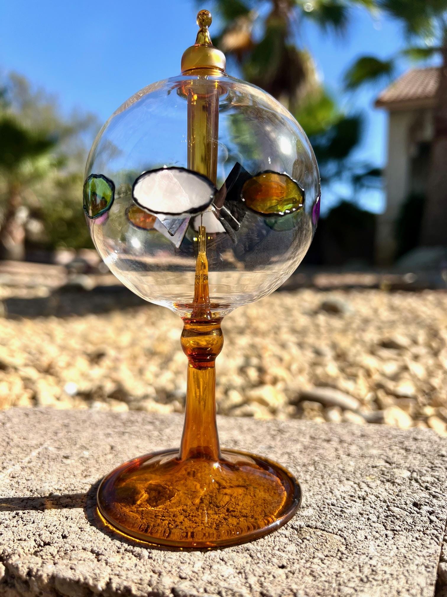 Handmade Radiometer, Stained Glass Art, Solar Powered Decor, Unique ...