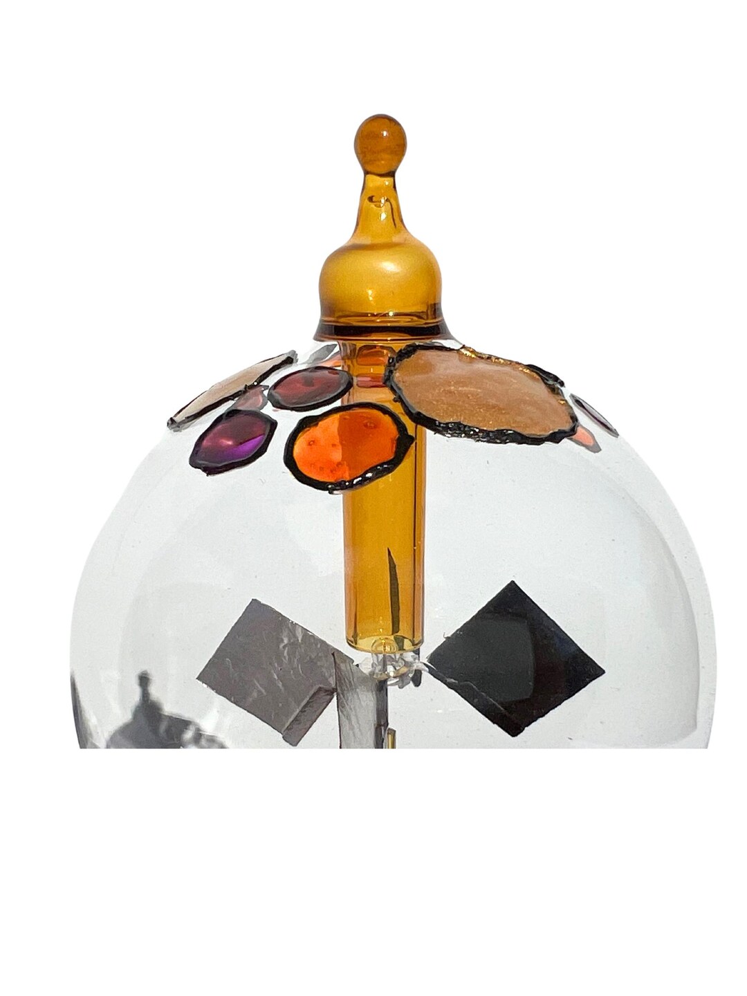 Handcrafted Amber Radiometer, Sun-powered Home Decor, Artistic Stained ...