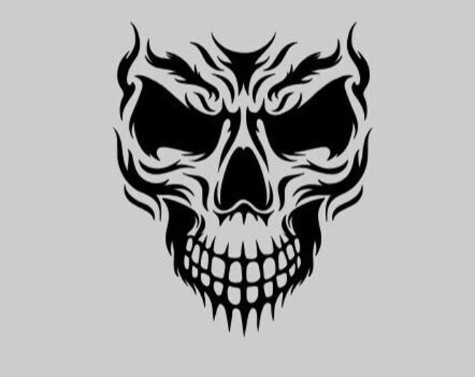 Skull Face Vinyl Decal, Skeleton Decal, Metal Decal. Window Truck ...