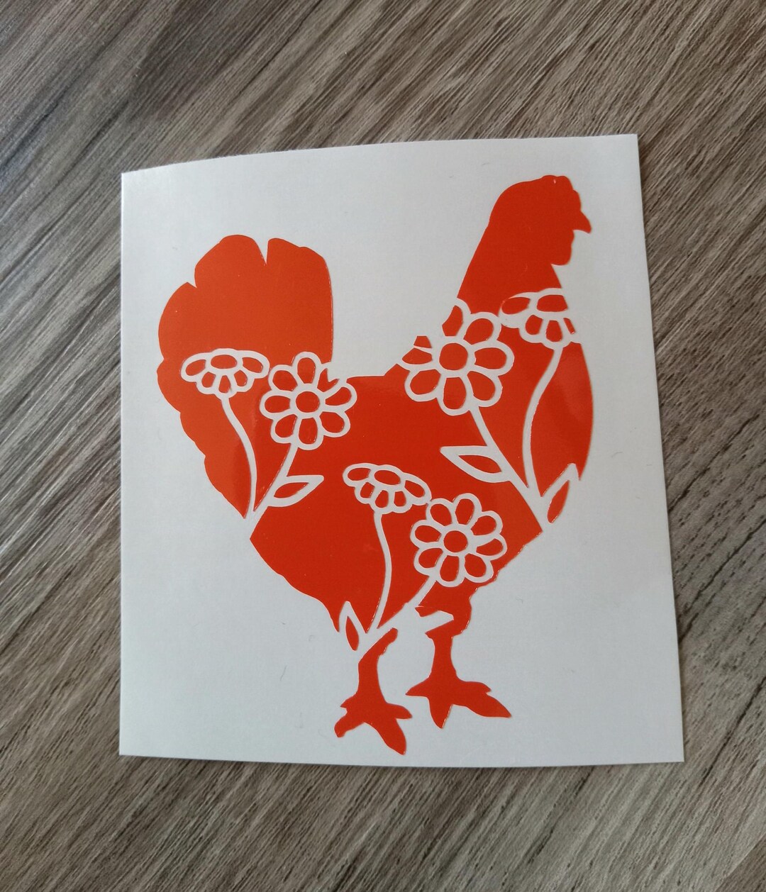 Floral Chicken Decal, Daisy Chicken Vinyl Decal, Car Decal, Chicken ...