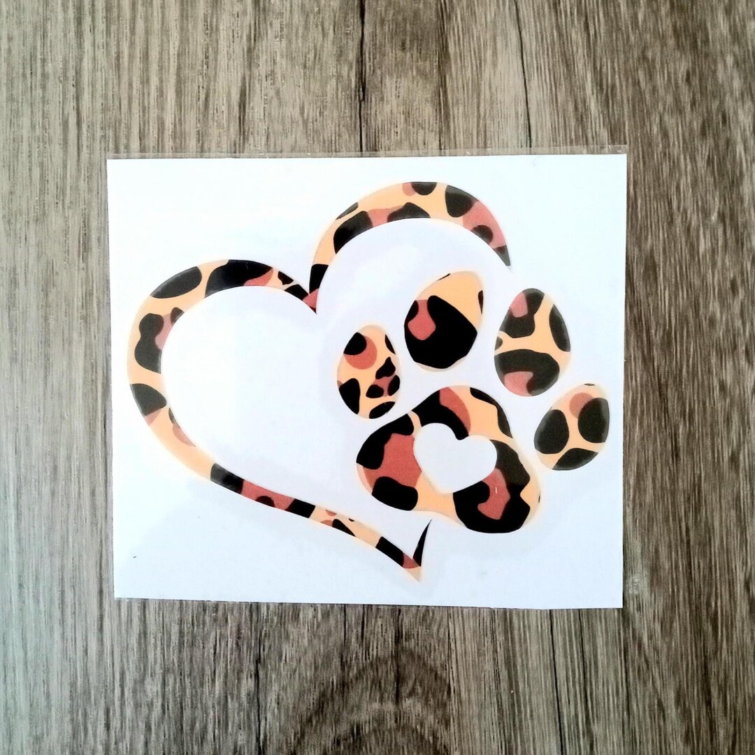 Leopard Print Decal, Paw Print and Heart Decal. Cheetah Print Paw Print ...