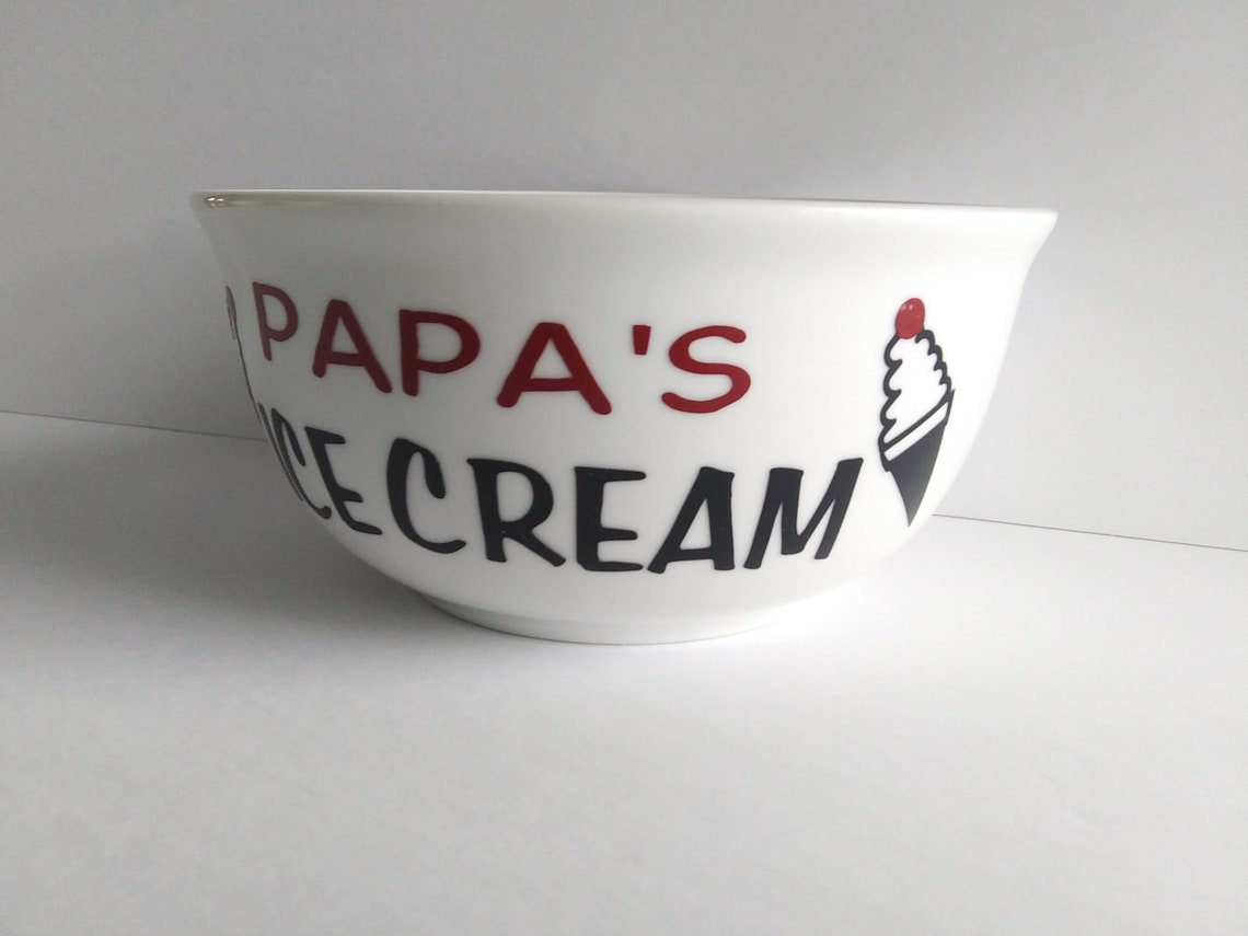 Personalized Ice Cream Bowls Ceramic and Vinyl Bowl Ice - Etsy