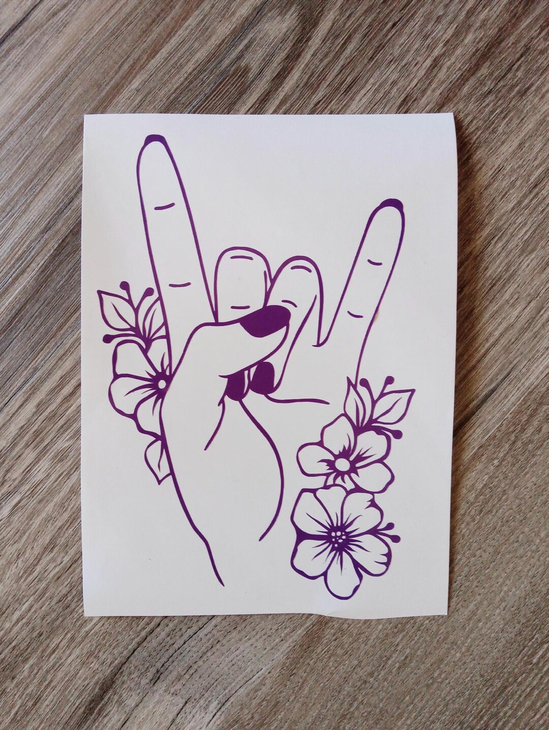 Rocker Hand Decal, Vinyl Decal Rock On, Floral Rock Decal, Rock Girl ...