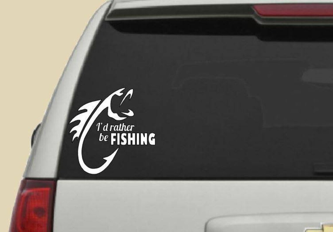I'd Rather Be Fishing Car Decal Vinyl Decal Fishing | Etsy