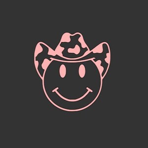 Smiley Face Cowboy Hat Vinyl Decal, Car Window Decal, Smile, Cowboy ...