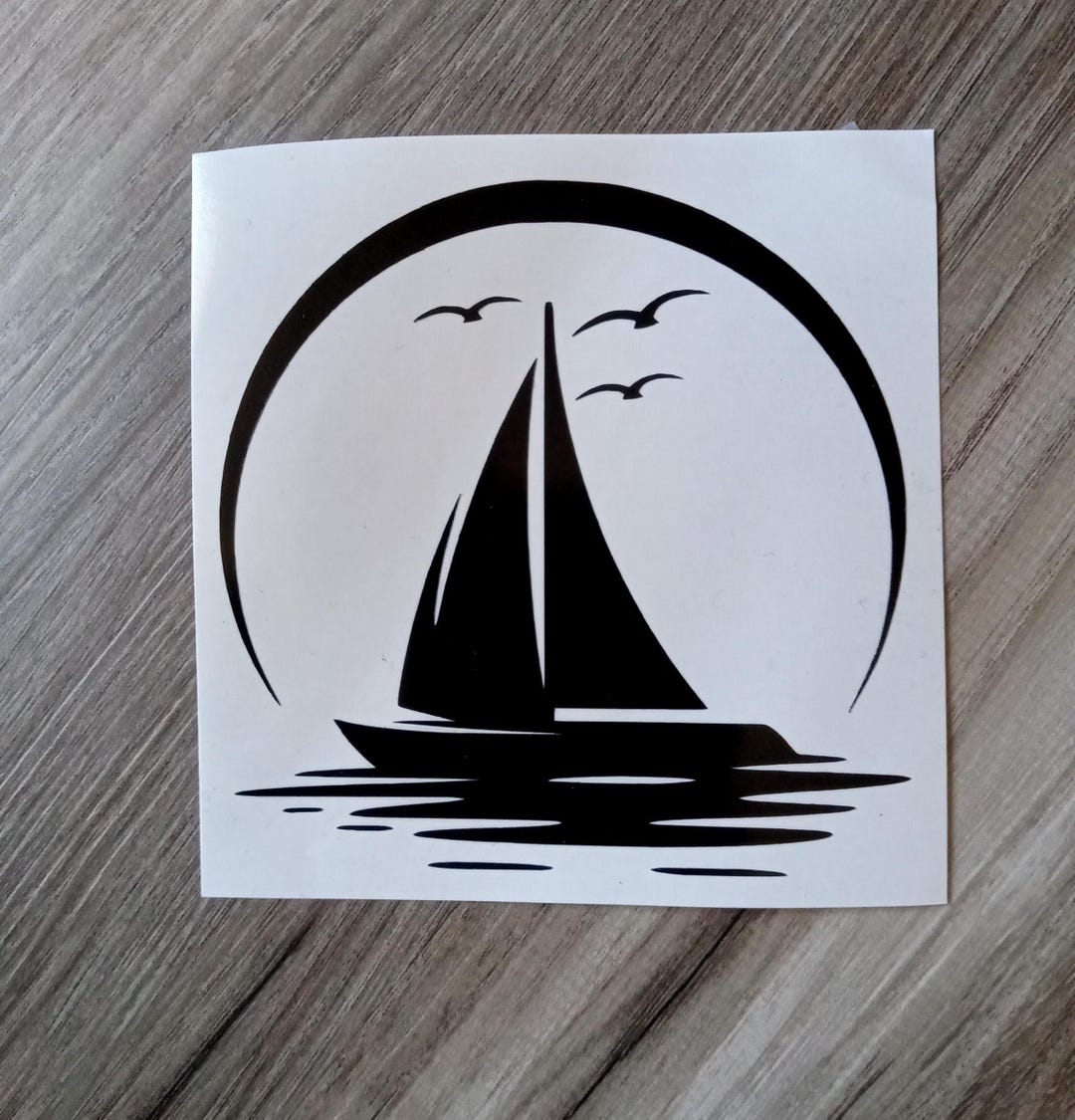 Sail Boat Vinyl Decal, Sailing, Beach, Ocean, Nautical Boating Decal ...