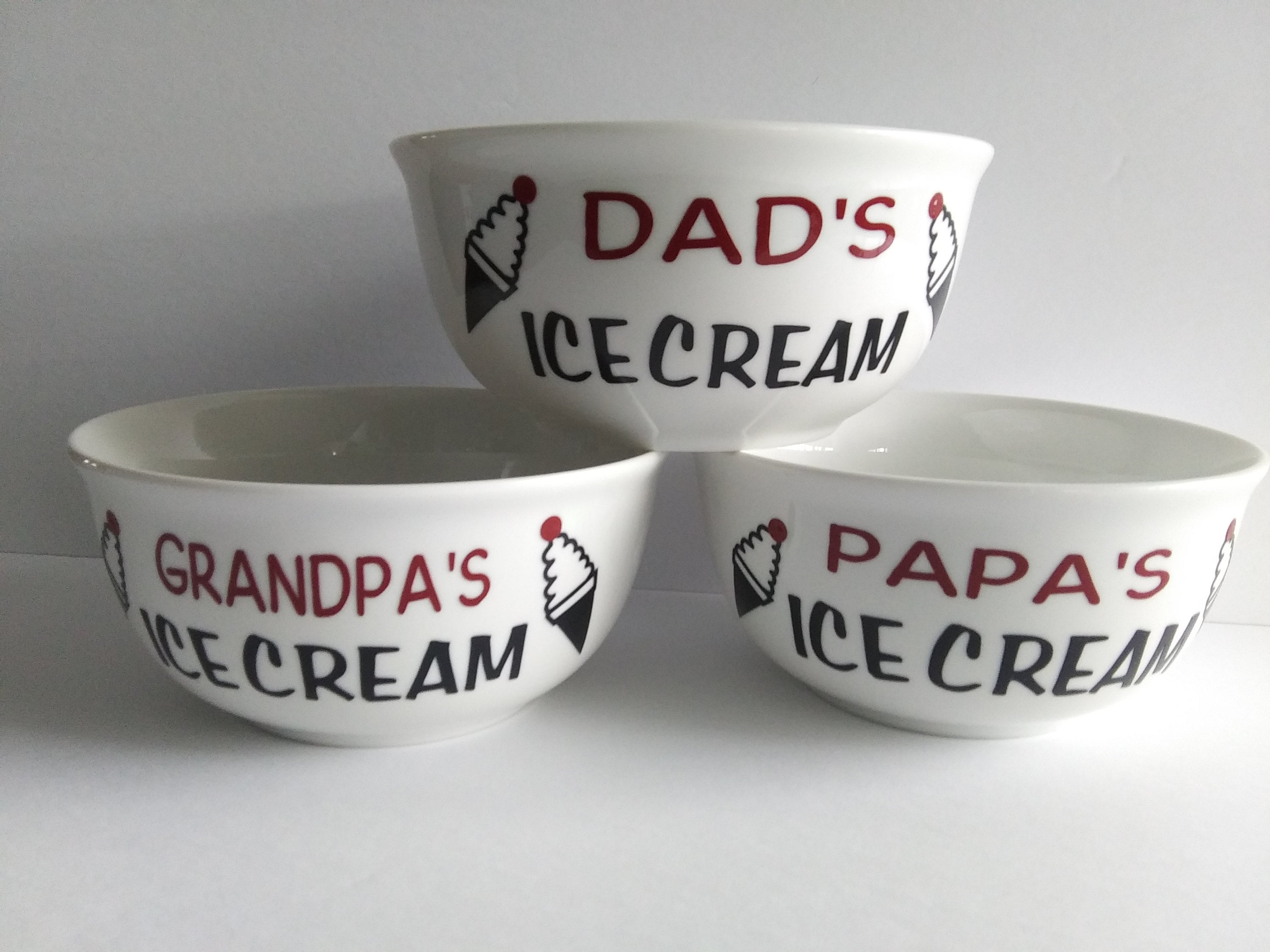 Personalized Ice Cream Bowls Ceramic and Vinyl Bowl Ice - Etsy