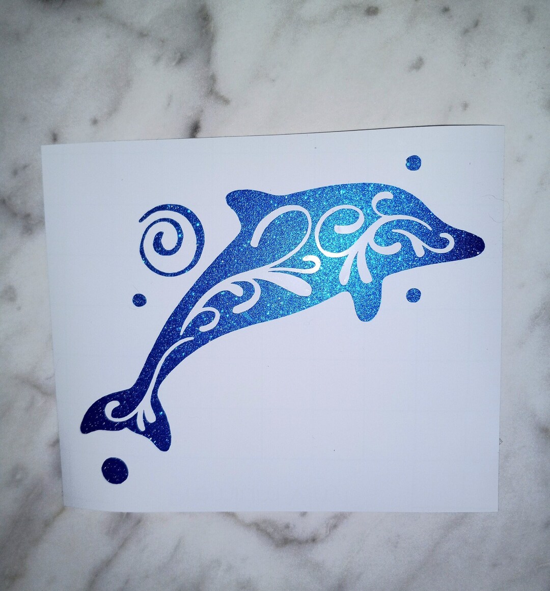 Dolphin Decal, Vinyl Dolphin Decal, Pretty Dolphin, Glitter Dolphin ...