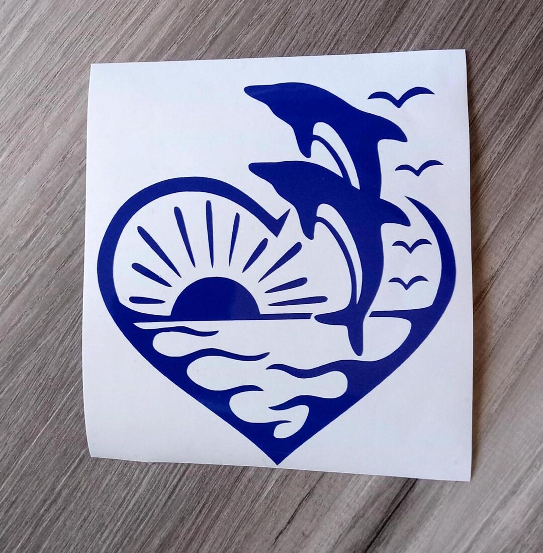 Dolphin Decal, Ocean Decal, Beach Decal, Car Decal, Laptop Decal, Vinyl ...