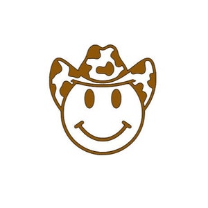 Smiley Face Cowboy Hat Vinyl Decal, Car Window Decal, Smile, Cowboy ...