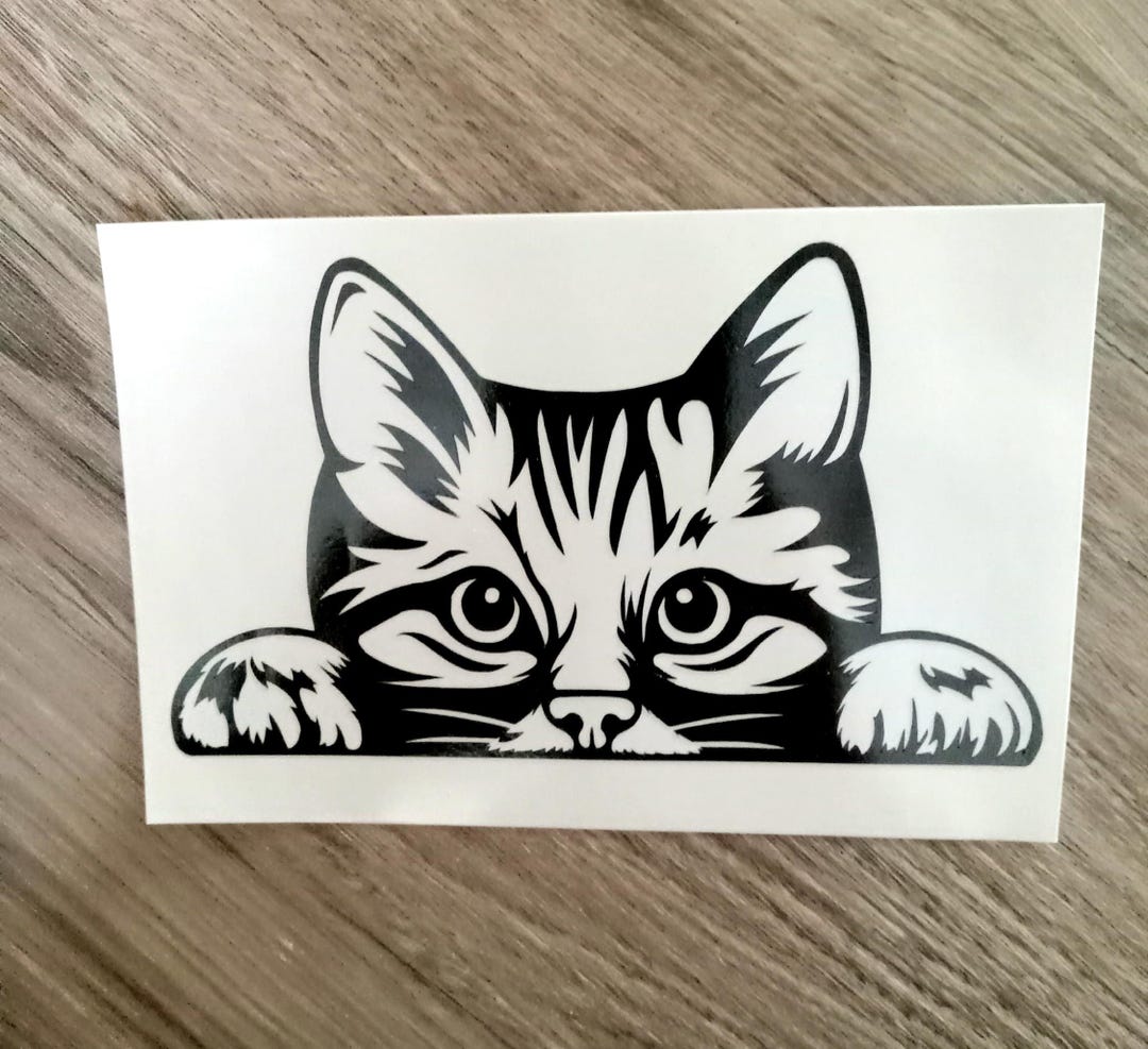 Peeking Cat Decal, Peek a Boo Cat, Vinyl Decal, Car Decal, Laptop ...