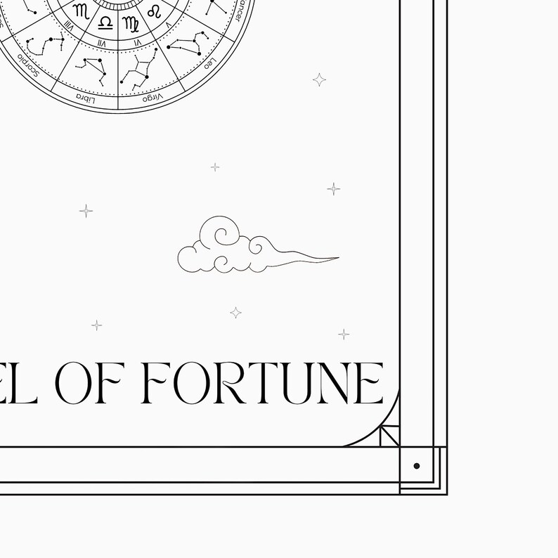 Wheel of Fortune Tarot Card Digital Print Mystical Art Print - Etsy